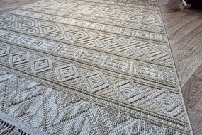 HU Béžový pruhovaný koberec Boho 881-B Rozměr: 60x100 cm