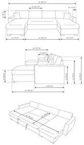 Rozkládací sedací souprava s úložným prostorem do U JANISE šedá