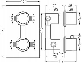 Mexen CUBE - 2-výstupová podomítková sprchová sada 6v1, černá, 5907709106550