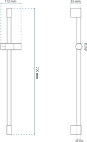 Tutumi Rea, sprchový sloup s držákem na ruční sprchu 70cm, typ 01, zlatá matná, REA-P6500