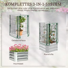 Outsunny HOMCOM Sada vyvýšeného záhonu s plastovým krytem a mříží pro popínavé rostliny 53x53x90cm ideální pro zahradu a balkon | Aosom.de