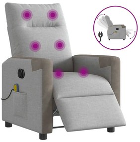 Elektrické masážní polohovací křeslo obláčkově šedé textil 3324084