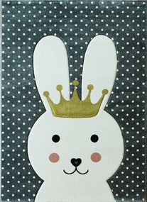 BE Dětský koberec Smart Kids 22414 GREY - šedý obdélníkový, králík Rozměr: 120x180 cm