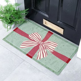 Rohožka s vánočním motivem z recyklovaného plastu 40x70 cm Red &amp; White Stripe Bow – Artsy Doormats