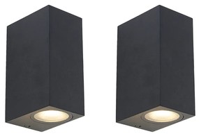 Sada 2 moderních nástěnných lamp černých 2-světlo IP44 - Baleno
