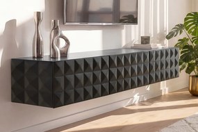 Designový závěsný TV stolek Ladarius 160 cm černé mango
