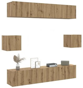 Sada 6 kusů nástěnné TV skříňka dub artisan kompozitní dřevo 3328990