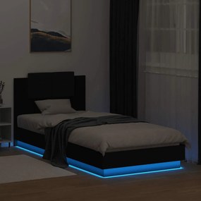 Rám postele s čelem a LED osvětlením černý 100 x 200 cm 3210025
