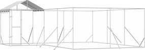 Venkovní psí kotec se střechou stříbrný 6 x 6 x 2,5 m ocel 3190471