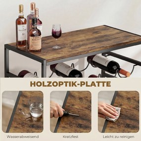 HOMCOM stojan na víno pro 30 lahví, 6 pater, horní deska s efektem dřeva, industriální kovový regál do sklepa, baru nebo suterénu — 59 × 30 × 88,5 cm…