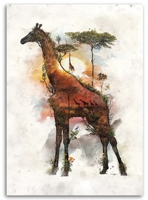 Gario Obraz na plátně Žirafa a Afrika v pozadí - Barrett Biggers Rozměry: 40 x 60 cm