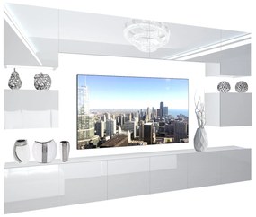 Obývací stěna Belini Premium Full Version  bílý lesk + LED osvětlení Nexum 39
