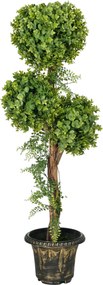 Umělý bobkový strom HOMCOM s 3 koulemi a cementovým květináčem, Vnitřní a venkovní, Výška 115 cm | Aosom