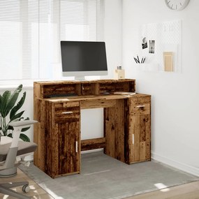 Psací stůl s LED světly old wood 120x55x91 cm kompozitní dřevo 3309418