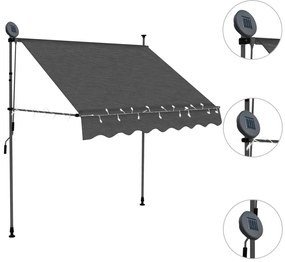 vidaXL Marketos Ručně zatahovací markýza s LED světlem 200 cm antracitová