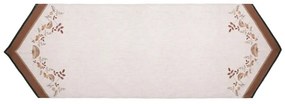 Hnědý bavlněný běhoun s podzimním motivem přírody a houbiček Little Fall Jewels – 50x160 cm