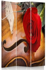 Ozdobný paraván Housle Rose - 110x170 cm, třídílný, klasický paraván