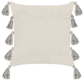 Sada 2 tkaných bavlněných polštářů se střapci 45 x 45 cm béžové/šedé HELICONIA Beliani