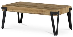 AUTRONIC Konferenční stolek, 112x62x43 cm, deska MDF, dekor divoký dub, kov - černý mat