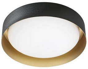 Linea Light Crew_2, stropní svítidlo s černo-zlatým límcem, 17W LED 3000K, prům. 33cm