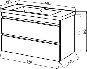 Lavedo Monaco II 100 koupelnová skříňka s umyvadlem