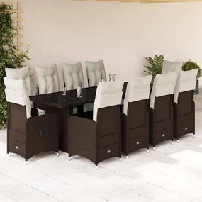 11dílný zahradní bistro set s poduškami hnědý polyratan 3277298