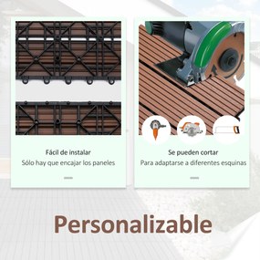 Outsunny Sada 11 kusů venkovních dlaždic 30x30 cm 1 m² Zahradní exteriérové podlahy Nelučící a voděodolné Snadná instalace pro zahradní terasu a balk…