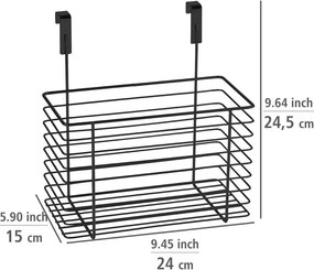 Černý závěsný kovový košík na kuchyňská dvířka Wenko Slim, výška 25 cm