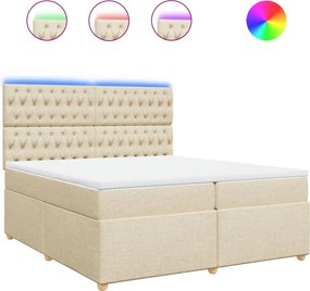 Box spring postel s matrací krémová 200x200 cm textil 3293699