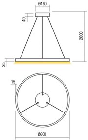 Závěsné led svítidlo Redo Febe Barva: Matt Gold 4000K, Ø - Průměr: 120 cm