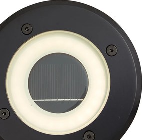 Moderní zemní bodové svítidlo černé vč. LED dobíjecí se solárním panelem IP65 - Solyx