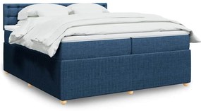 Box spring postel s matrací modrá 200x200 cm textil 3287583