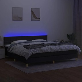 Box spring postel s matrací a LED černá 200x200 cm textil 3133743