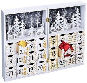 Solight LED dřevěný adventní kalendář kniha 1V244