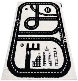 Dětský kusový koberec JOY City Uličky Autodráha krémový šedý Rozměr: 120x170 cm