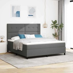 Postel s boxspringem s čelo Tmavě šedá 180 x 200 cm textil 3339407