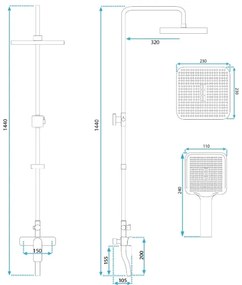 REA-P7841 - Sprchová sada s baterií ARGUS broušená zlatá