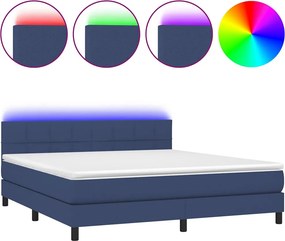 Box spring postel s matrací a LED modrá 160x200 cm textil 3133171