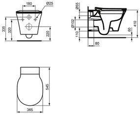 Ideal Standard Connect Air- Závěsné WC, RIMLESS 36x54cm, E015501