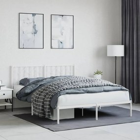 Kovový rám postele s čelem bílý 150 x 200 cm