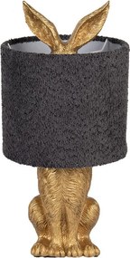 Zlatá stolní lampa králík s chlupatým šedým stínidlem Rabbi - Ø 20*43 cm / E27