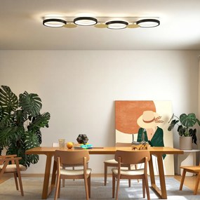 Stropní svítidlo LED 38W 1500LM 3000K-6500K Stropní svítidlo Lampa do obývacího pokoje se 4 žárovkami dálkové ovládání Černá+zlatá
