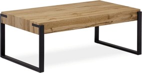 Konferenční stolek MDF divoký dub, kov černý mat (110 x 60) cm – deska tl. 100 mm