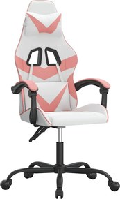 Herní židle bílá a růžová umělá kůže 3143851