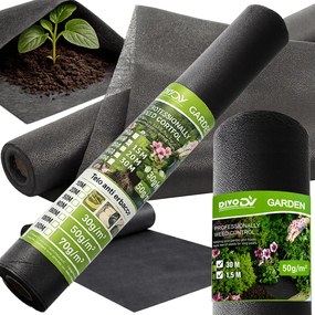 DIVODV Hustá agrovlákna 50 g, 1,5 m × 30 m, protiburinová mulčovací rolka, černá