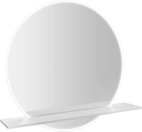 Sapho Viso - Zrcadlo s LED osvětlením, a policí průměr 60 cm, matná bílá VS060-02