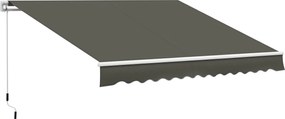 Manuální výsuvná markýza Outsunny 350x250 cm – Balkonová markýza s voděodolným a UV30+ ochranným kovovým kličkou pro venkovní použití | Aosom