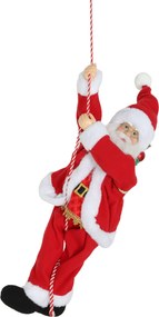 HOMCOM Santa Claus 60 cm zpívající a lezoucí Santa Claus s dárkem, lanová zvuková funkce do interiéru, červený