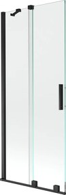 Mexen Velar dvoukřídlé sprchové dveře, posuvné 85 x 150 cm, transparentní, černé - 896-085-000-01-70