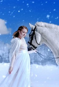 Malvis ® Obraz kůň a dívka Velikost (šířka x výška): 90x60 cm